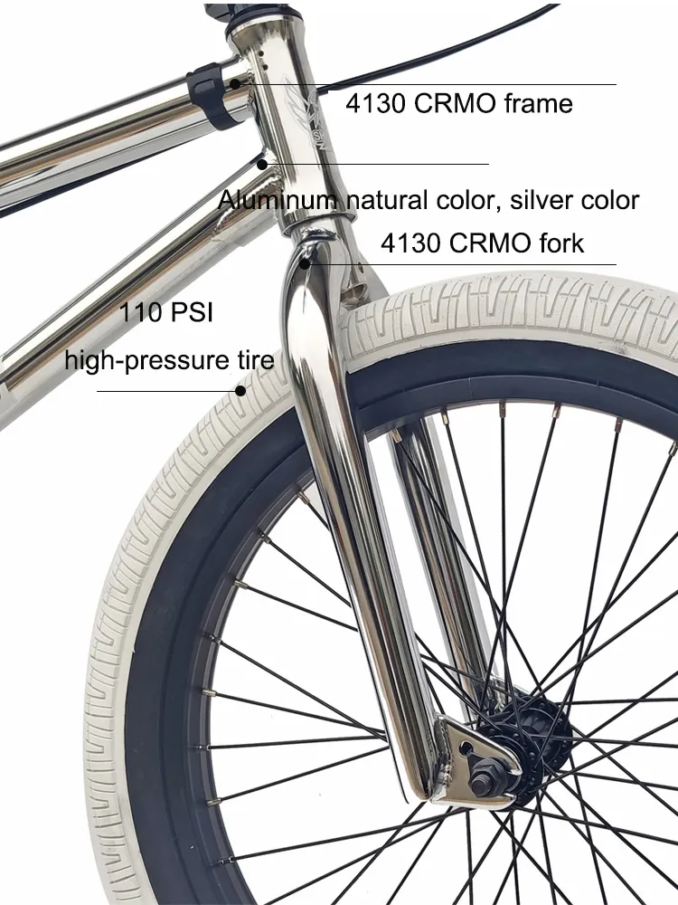 20 Inch Frame Bicycle: Crmo Frame & Fork BMX Bike With Silver Aluminum ...