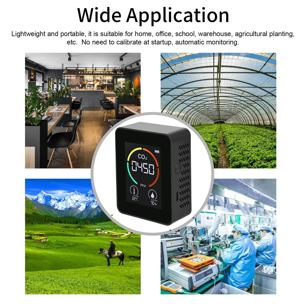 Portable CO2 Detector & Digital Humidity Meter: Smart Indoor Air ...