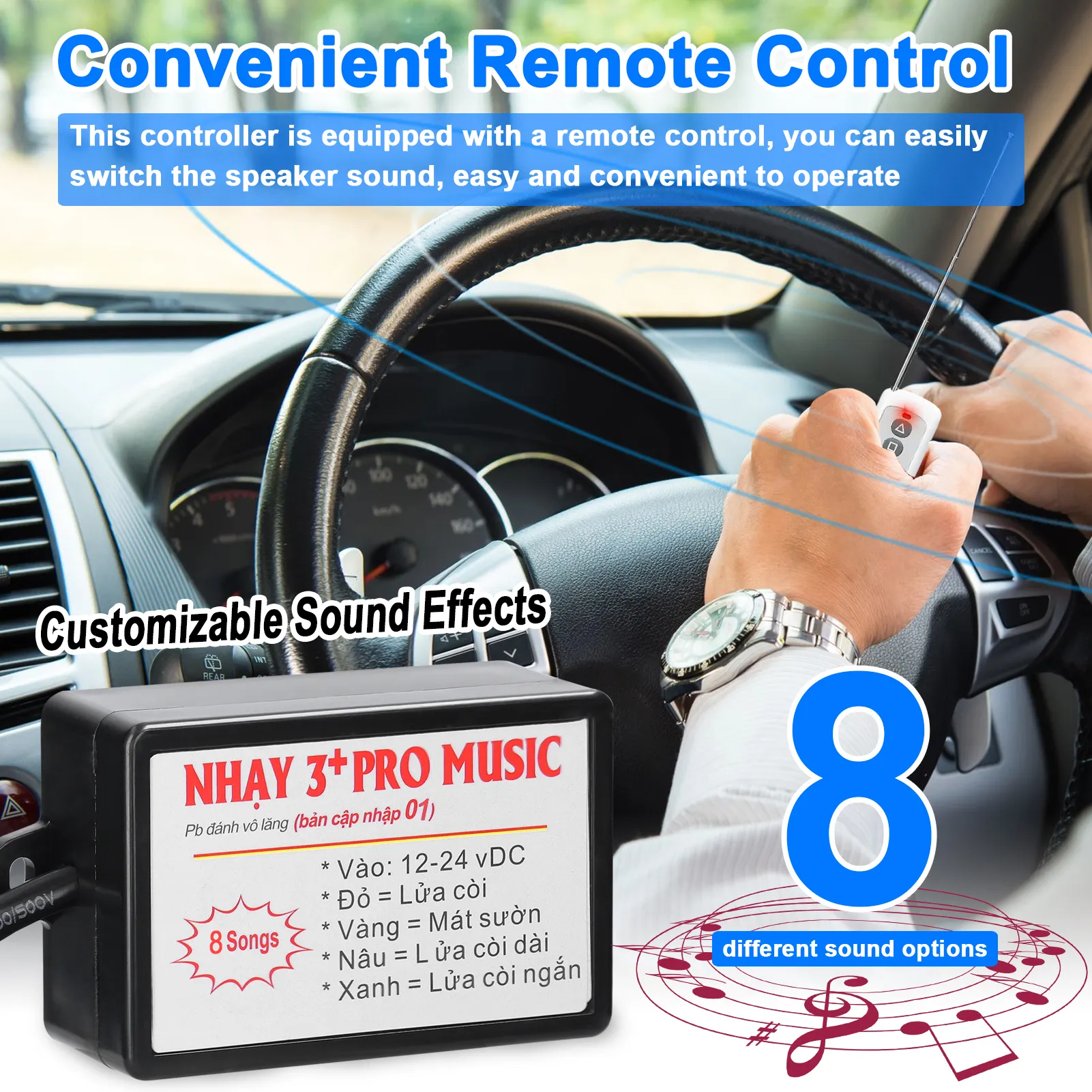 Car Horn Controller Electric Horn Speaker With 12 Sound Effects Remote ...