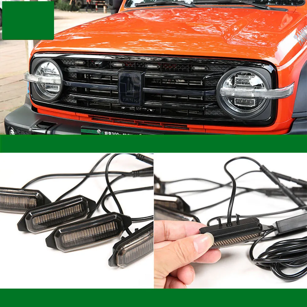 GWM Great Wall Tank 300 Car Grille LED Daytime Running Lights, Golden ...