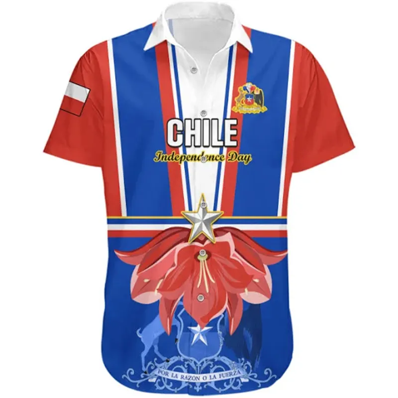Chilean National Emblem Blouses 3D Printed Chile Flag Graphic Shirts ...