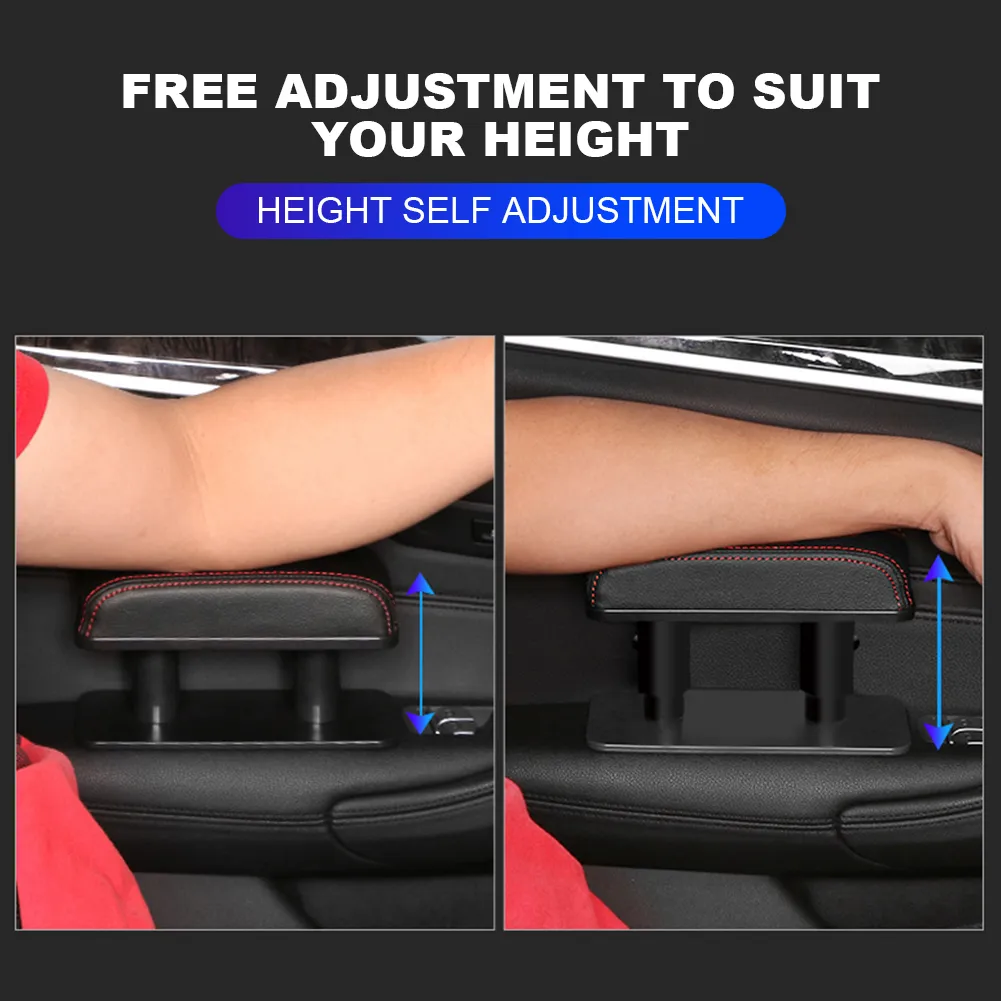 Adjustable Height Car Armrest Pad - Elbow Support, PU Leather Console ...