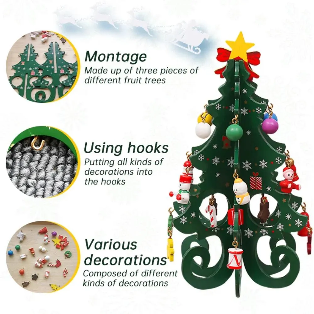 Wood Christmas Tree DIY Kit Handmade 3D Wooden Holiday Decoration For ...