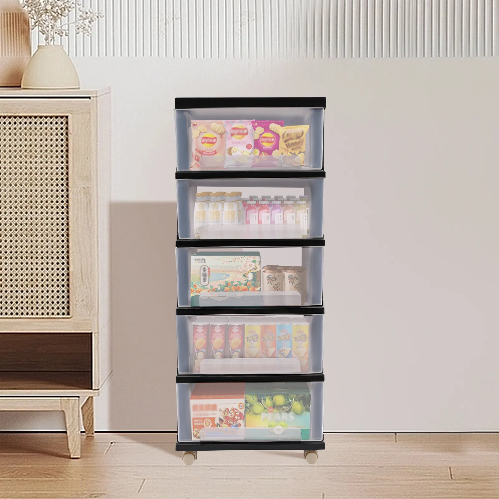Rolling Storage Cart - Durable 5 Drawer Plastic Organizer with Wheels ...