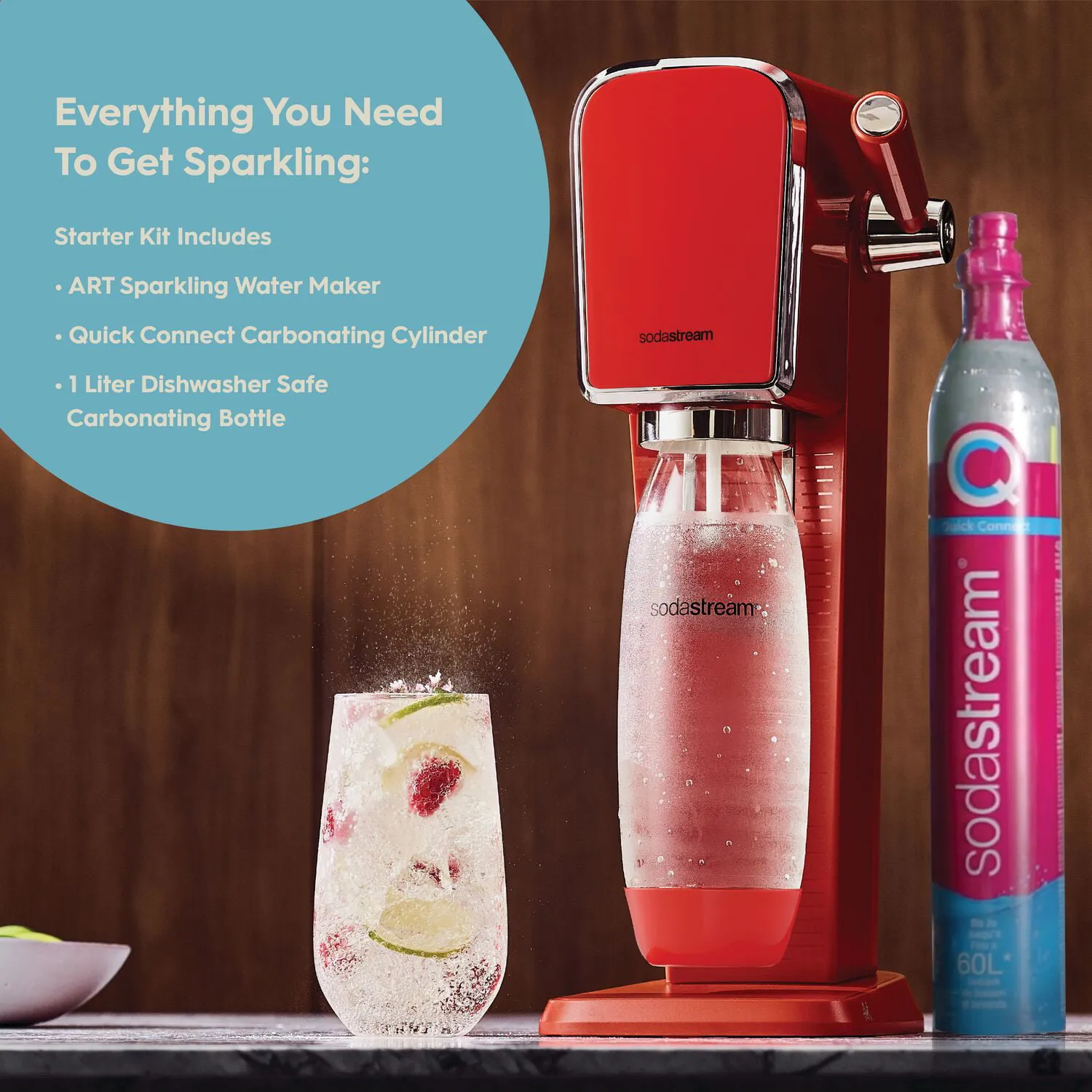 SodaStream Art Sparkling Water Maker Mandarin Red Soda Fountain Machine ...