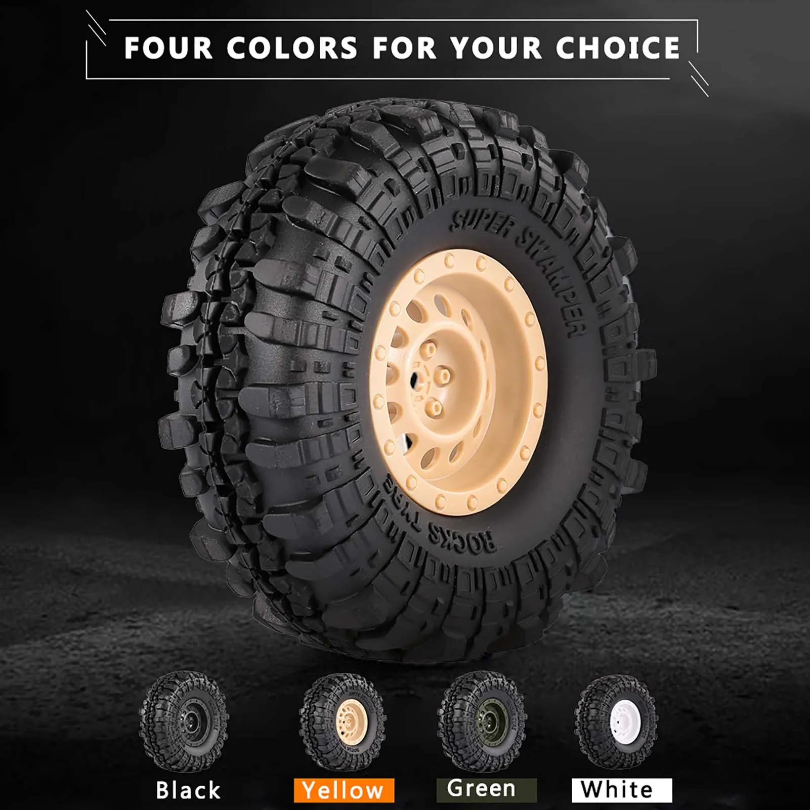 AUSTAR 110mm 1.9 Inch Wheel Rim Rubber Tires for 1/10 RC Car Traxxas ...