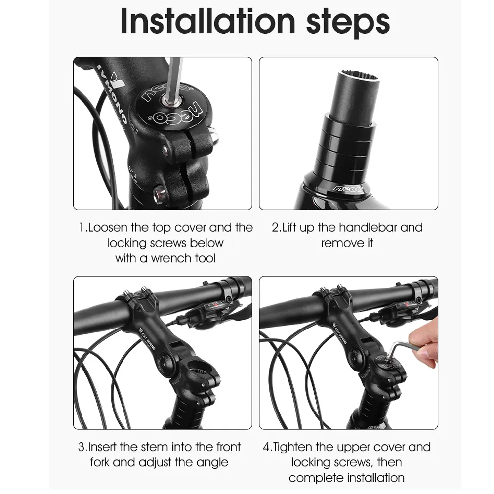 Adjustable Bicycle Handlebar Stem Riser 60 Degree Angle Aluminum Alloy ...