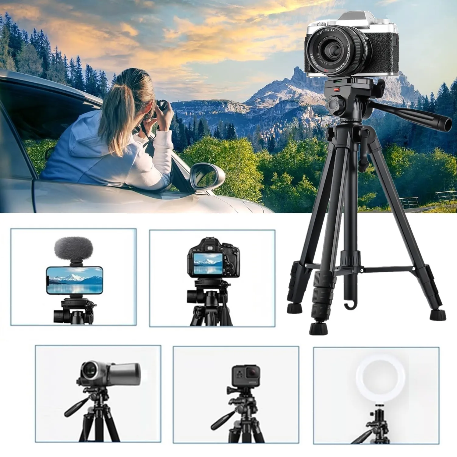 Portable camera tripod for DSLR Camera - Universal...