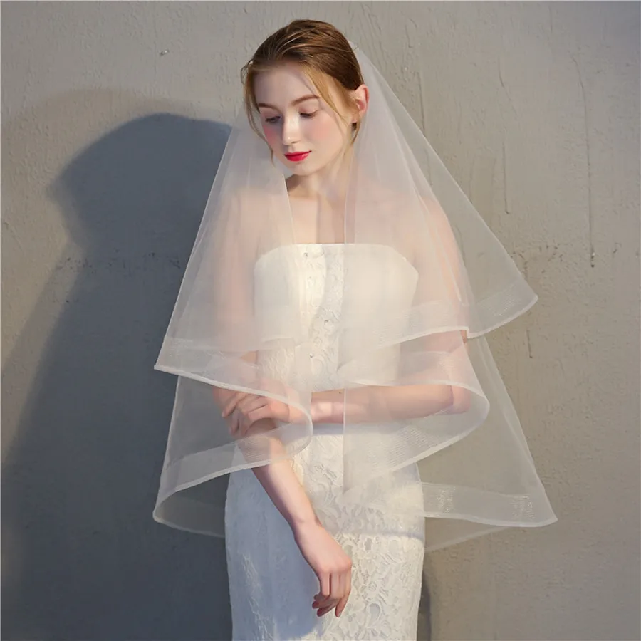 Elegant White Ivory Wedding Veil for Brides - Short Bridal Veil for ...
