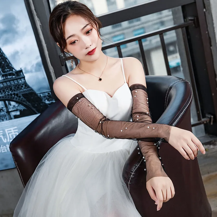 New Arrival Detachable Bridal Lace Sleeves Wedding Party Long Sleeves Arm Decor with Pearl ...