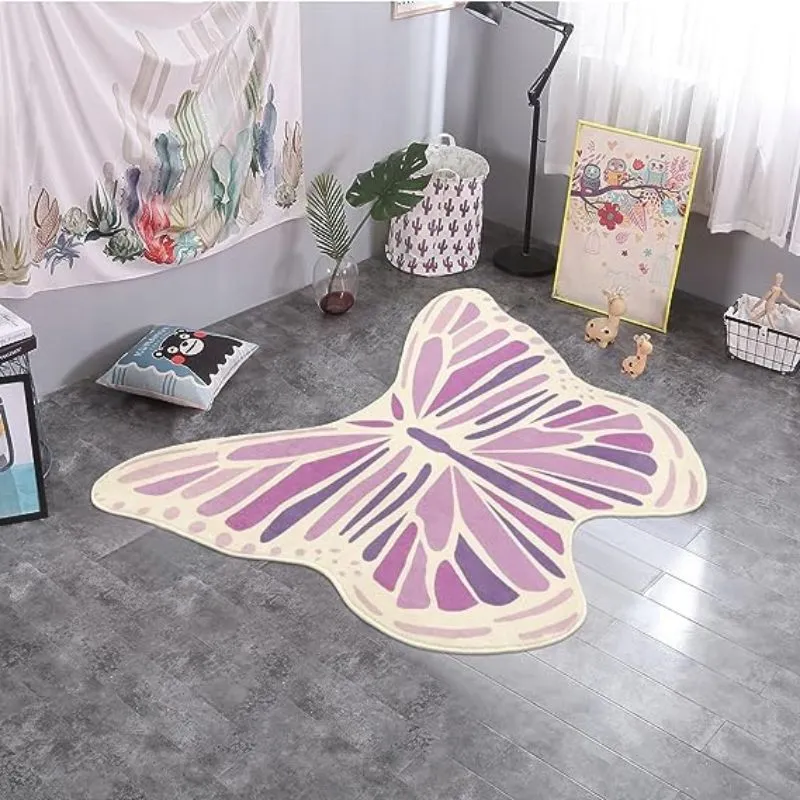 Plush Shaggy Butterfly Nursery Rug for Kids Bedroom Playroom from ...