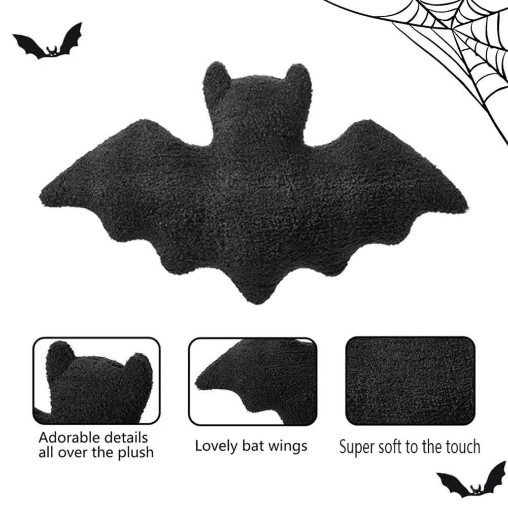Halloween Bat Plush Throw Pillow - Soft Stuffed Bat Decorative Pillow ...