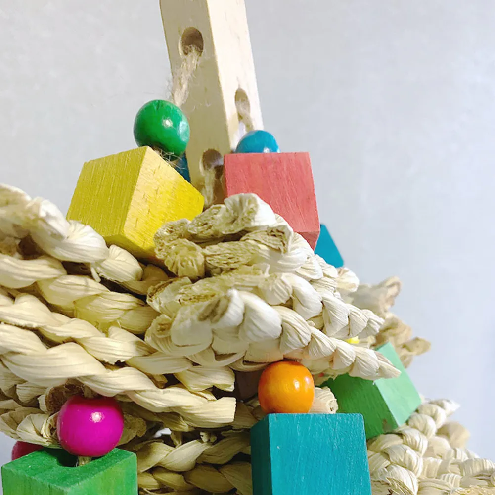 Parrot Chewing Toys Natural Corn Husk Wooden Blocks For African Grey ...