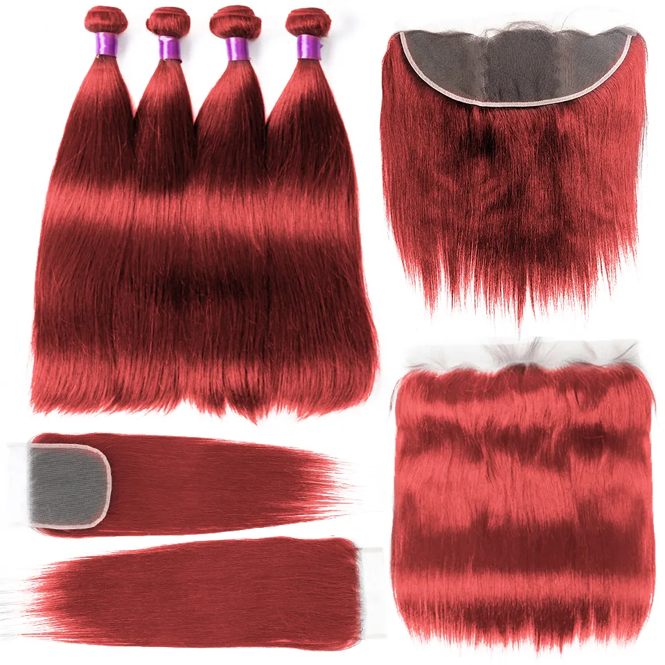 DHgate.com:Hot Red Ombre Bone Straight Bundles with HD Lace Frontal ...