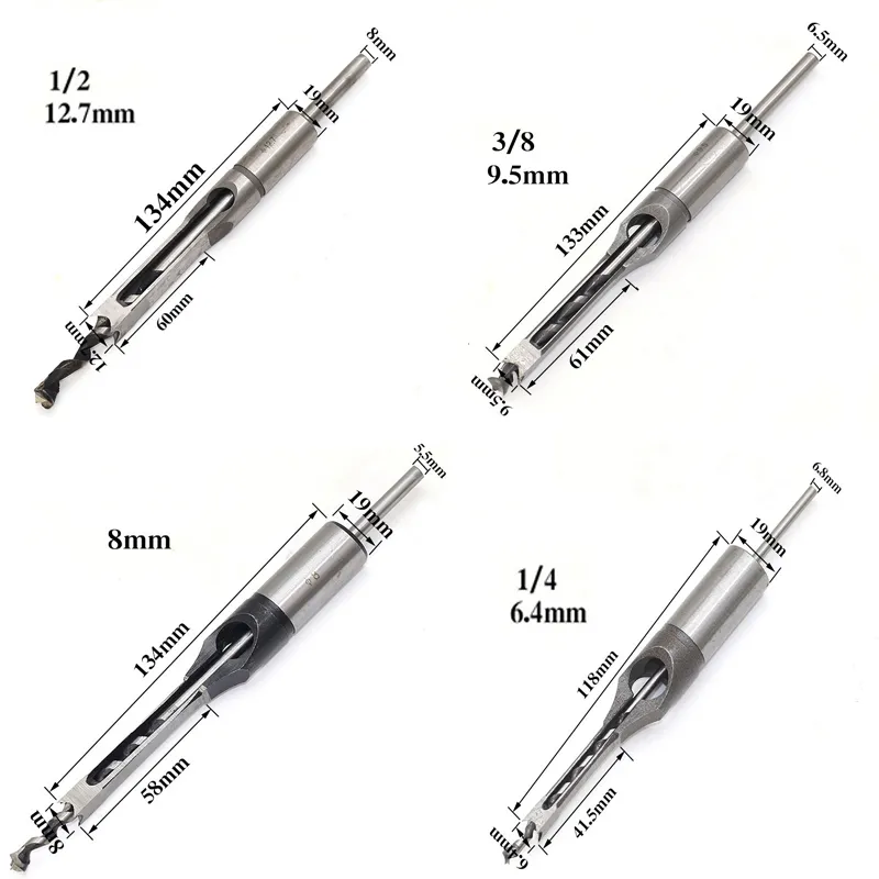 Woodworking Drill Bit Set - 6-25mm HSS Twist Auger Mortising Chisel ...