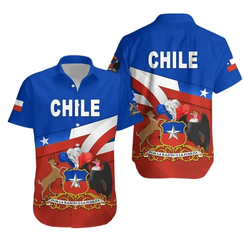 Chilean National Emblem Blouses 3D Printed Chile Flag Graphic Shirts ...