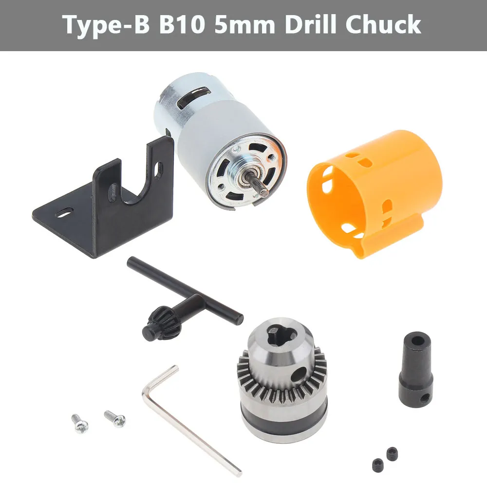 12V/24V 775 DC Motor Drill Chuck B10/B12/JT0 DIY Table Bench Drill Bit Electric Polishing Tool ...