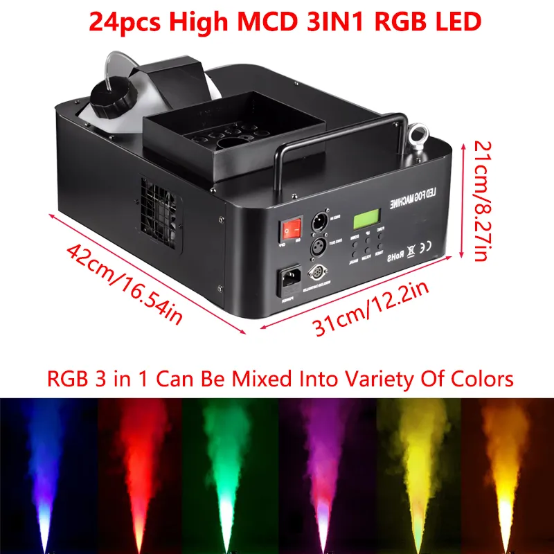 DMX RGB 3-in-1 smoke machine with Remote Control - 1500W Vertical Stage ...