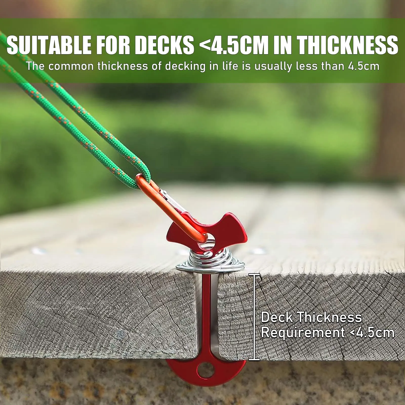 Windproof Aluminum Deck Anchor Pegs, 10 Pack Tent Rope Adjusters for ...