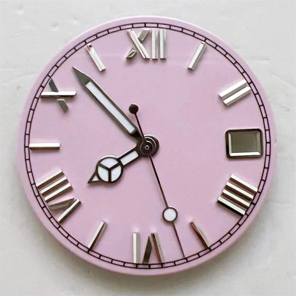 Roman Scale Enamel Watch Dial and Hands for NH35/NH36/4R/7S Movement ...