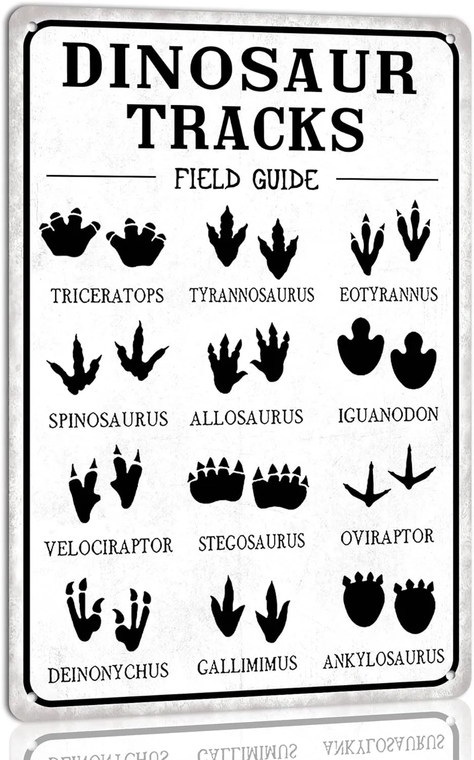 Metal Dinosaur one track mind Field Guide Sign - Farmhouse Cabin Wall ...