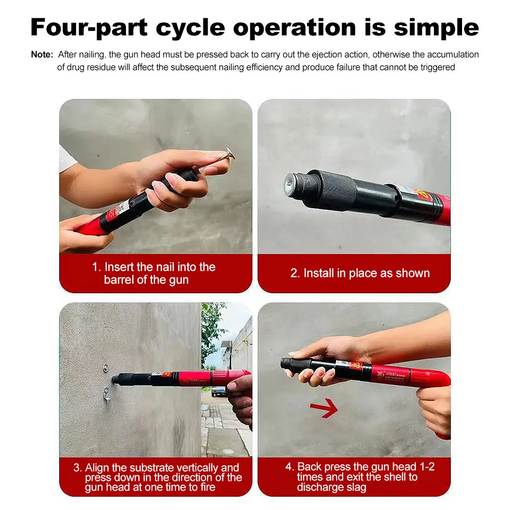 Heavy-Duty Nail Gun for Concrete Walls - Portable Manual Steel Nail ...