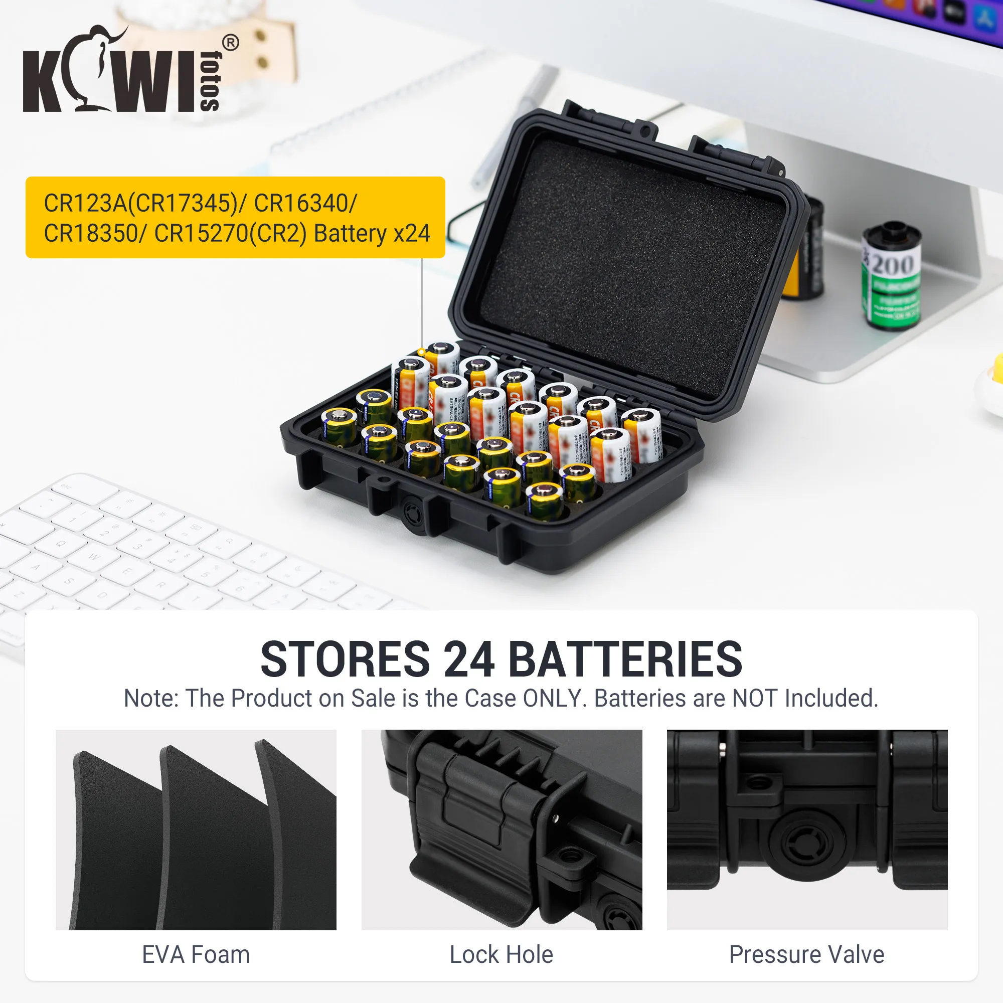 DHgate.com:IP67 Waterproof 24-Slot Hard Battery Case Organizer for CR2 ...