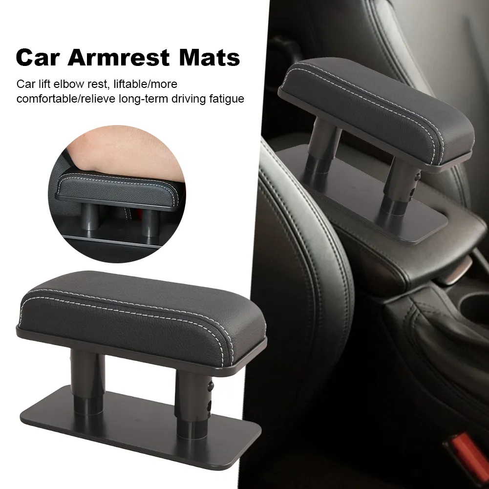 Adjustable Height Car Armrest Pad - Elbow Support, PU Leather Console ...