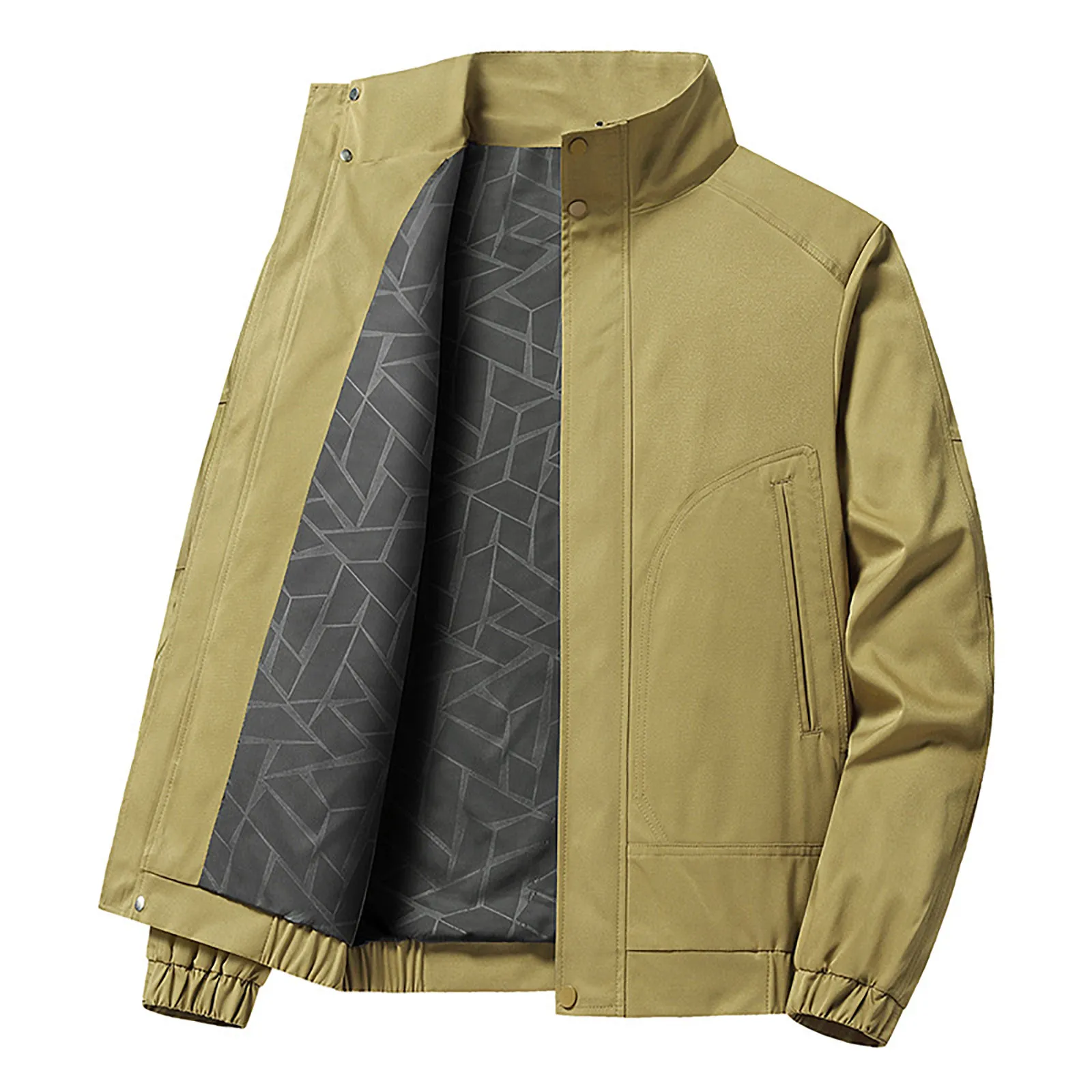 Turtleneck Long-Sleeve Windbreaker Jacket for Men: Casual, Slim Fit ...