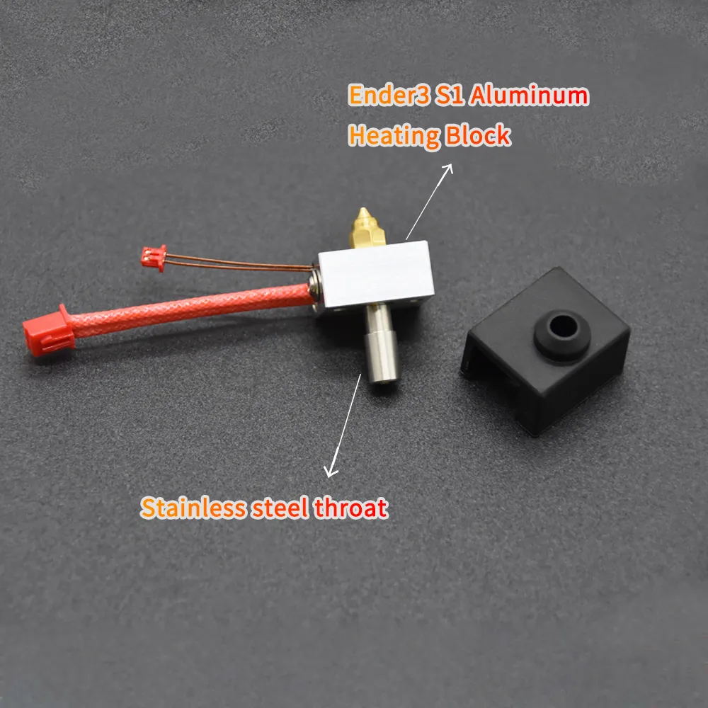 3D Printer Extruder Kit With Thermistor & Heater Block: Bimetal Throat Hotend For High Temp ...