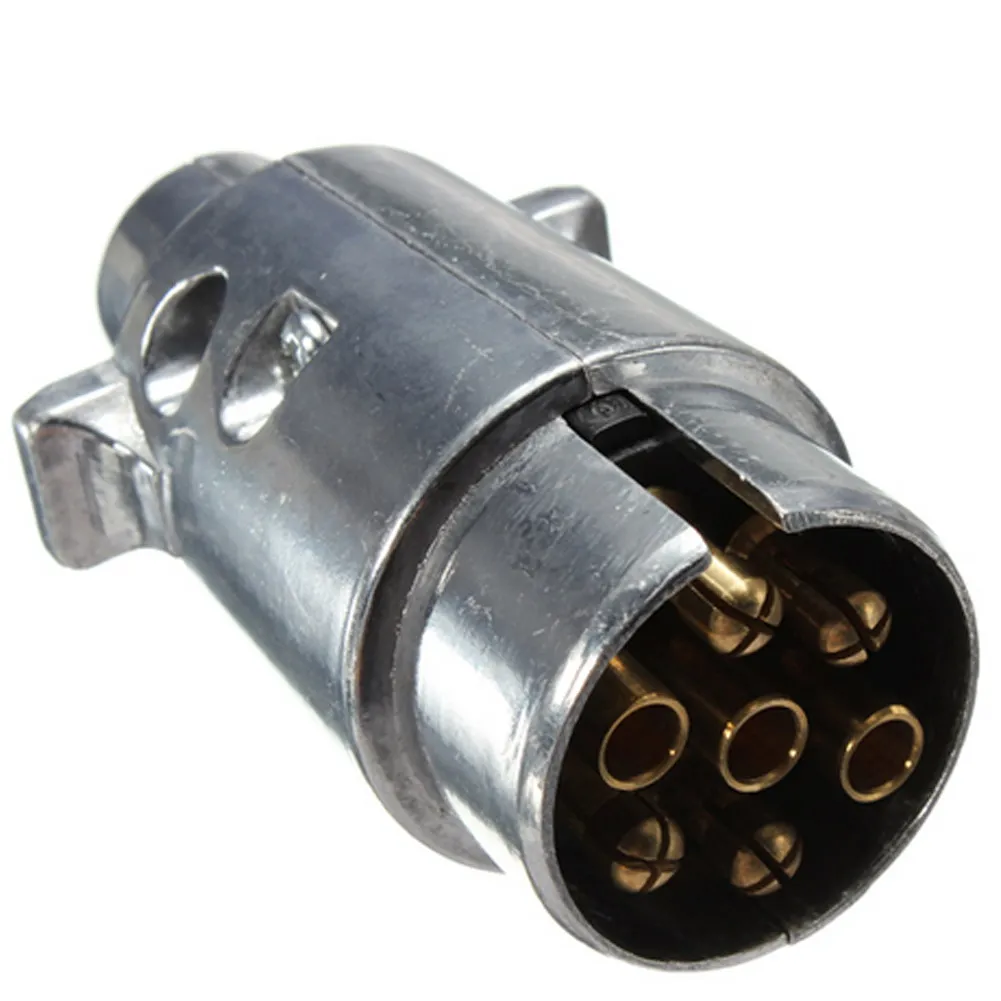 Heavy-Duty 7 Pin Plug Round Male Metal Trailer Connector for Trucks ...