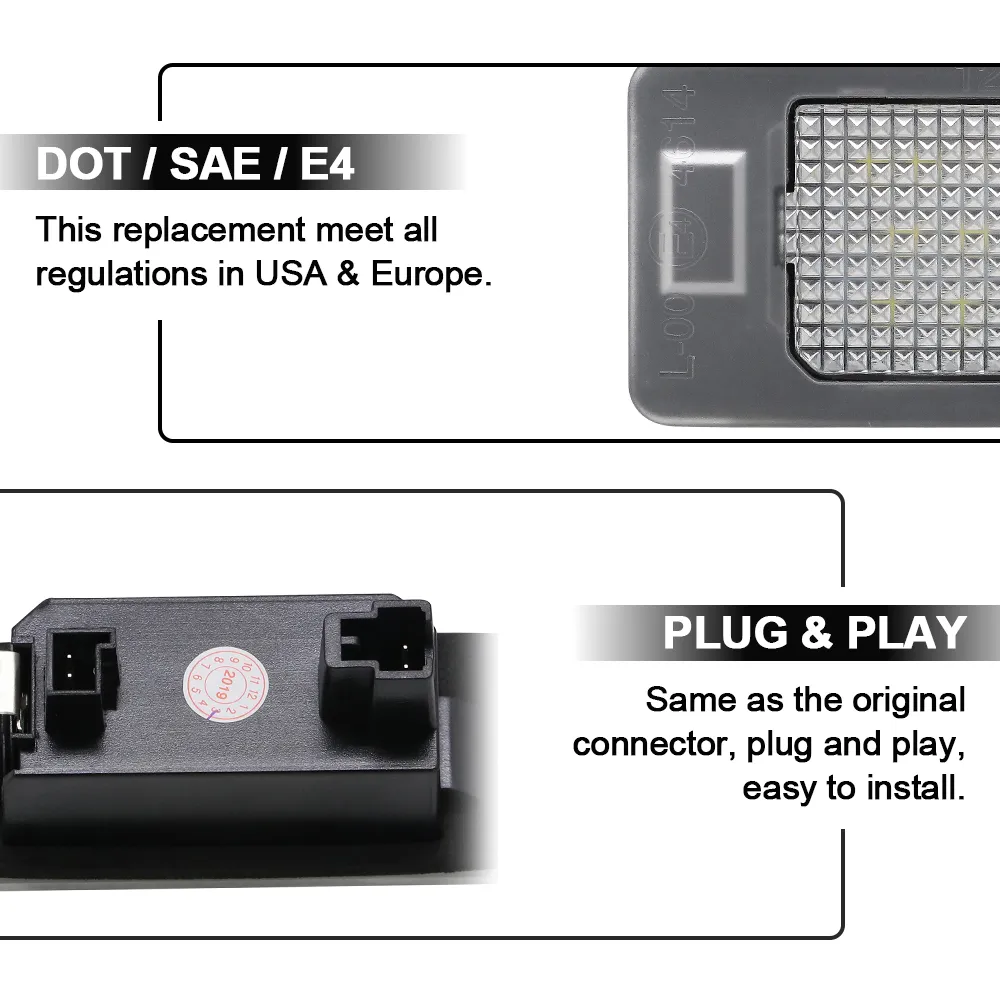 DHgate.com:2X LED License Plate Lights 63267165646 for BMW E46 E39 E60 E90 F10 F11 E91 E92 ...