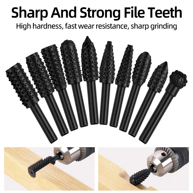 Rotary Rasp File 1/4 Round Shank Woodworking Milling Cutter Burr Drill ...