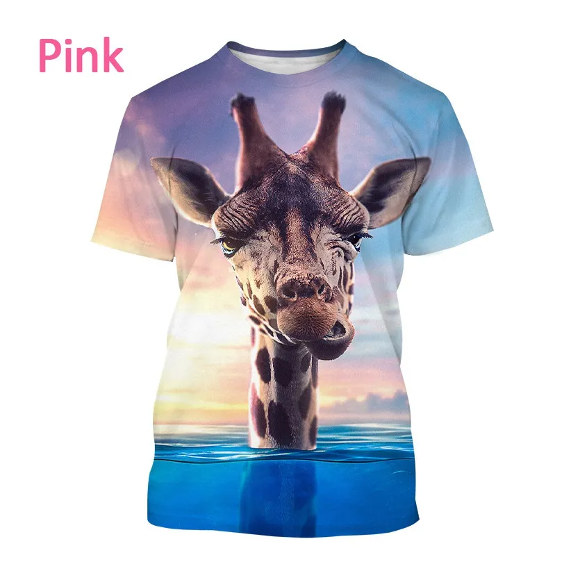 New Fashion Funny Animal Giraffe 3D Printed T-Shirt - Summer Casual ...