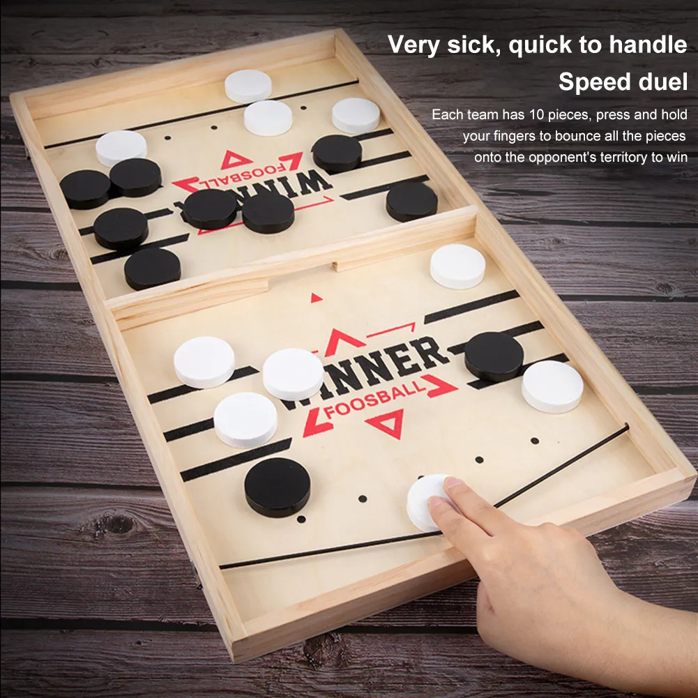 Sling Puck Game Board - Solid Wood Tabletop Fast-Paced Hockey Game, Fun ...