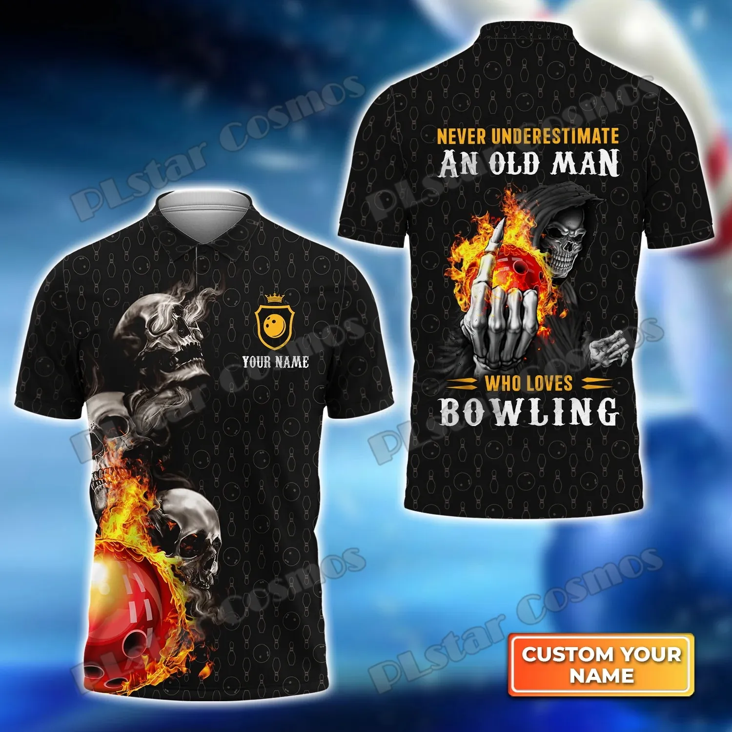 Orange 3D Grim Reaper Bowling Skull Polo: Personalized Summer ...