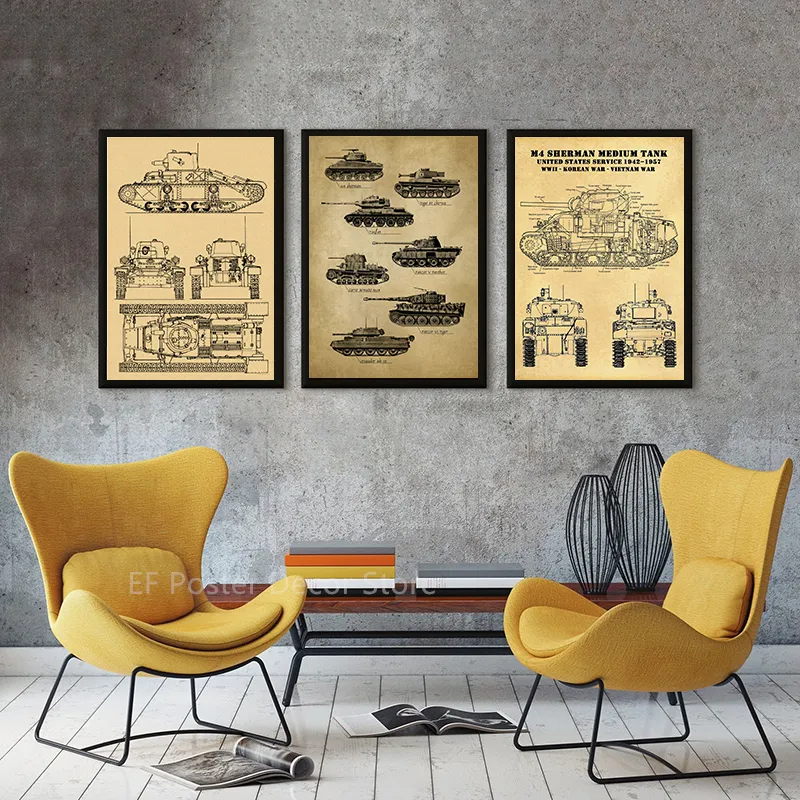 Rc WW2 Tanks Military Wall Decor Vintage Style Tank Artwork, Kraft ...