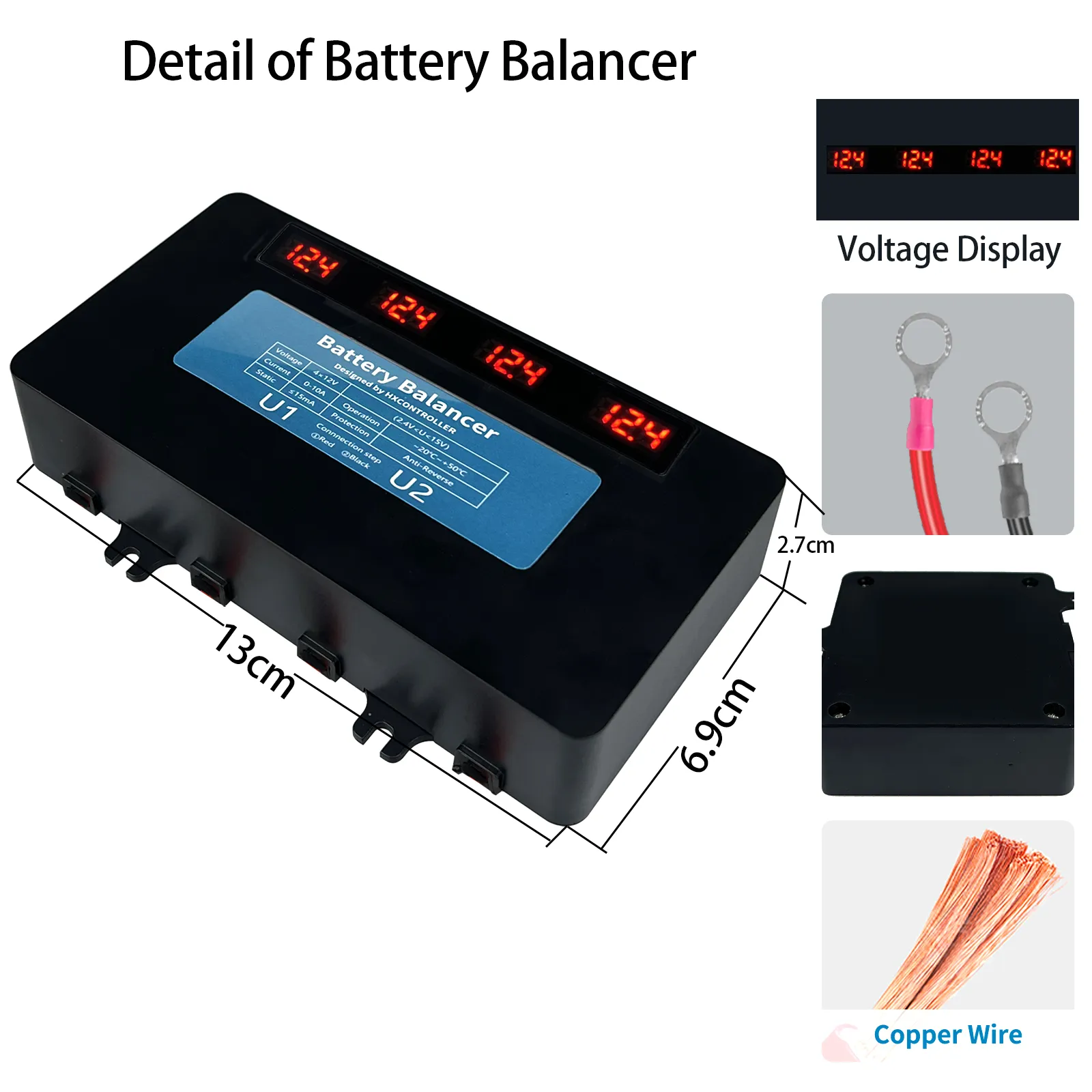48V Smart Battery Equalizer, Waterproof LED Display Battery Balancer ...
