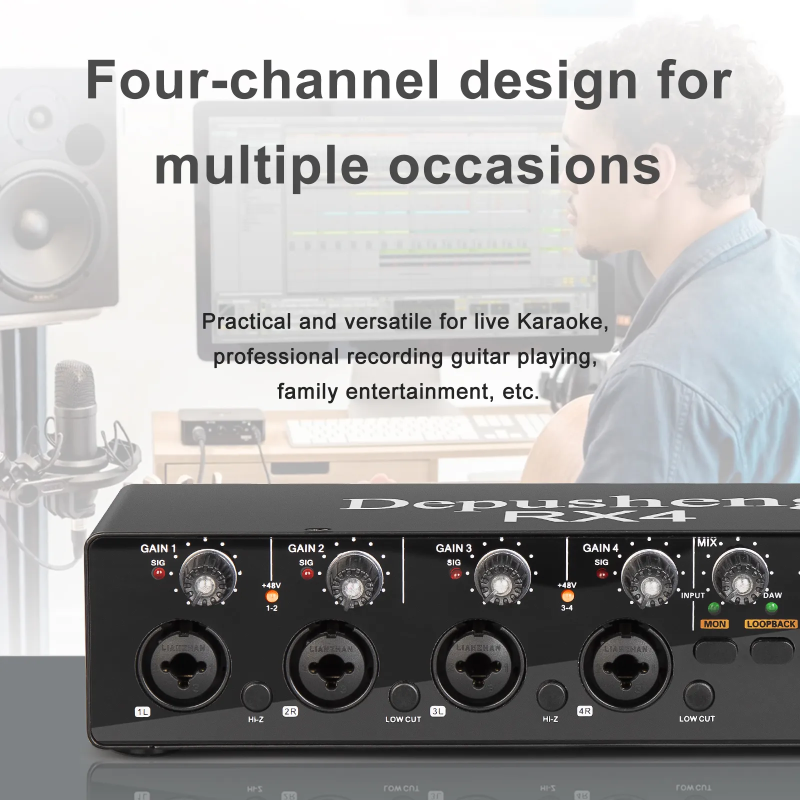 Depusheng RX4 Audio Interface: Sound Card, AD Converter, Voice ...