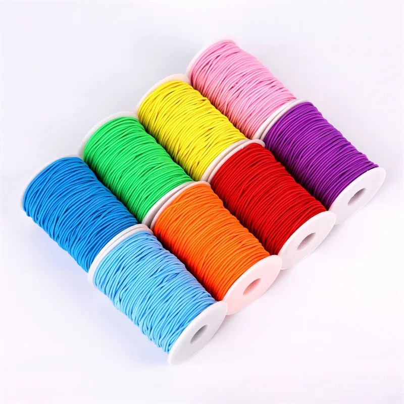 2mm Round Colored Elastic Bands Rubber Band Elastic Rope for DIY Sewing ...