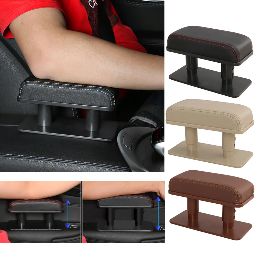 Adjustable Height Car Armrest Pad - Elbow Support, PU Leather Console ...