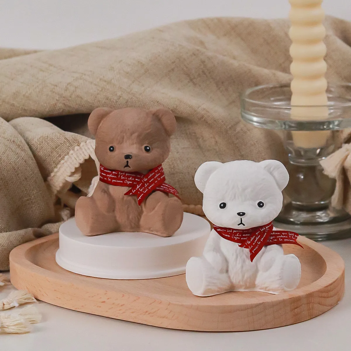 Diy Smiling Teddy Bear Silicone Candle Mold 3D Animal Soap Resin Craft ...