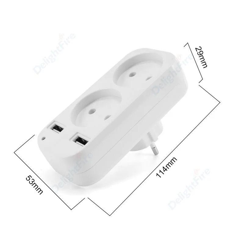 DHgate.com:2-Way Wall Outlet Extender: EU Plug Adapter with USB Ports ...