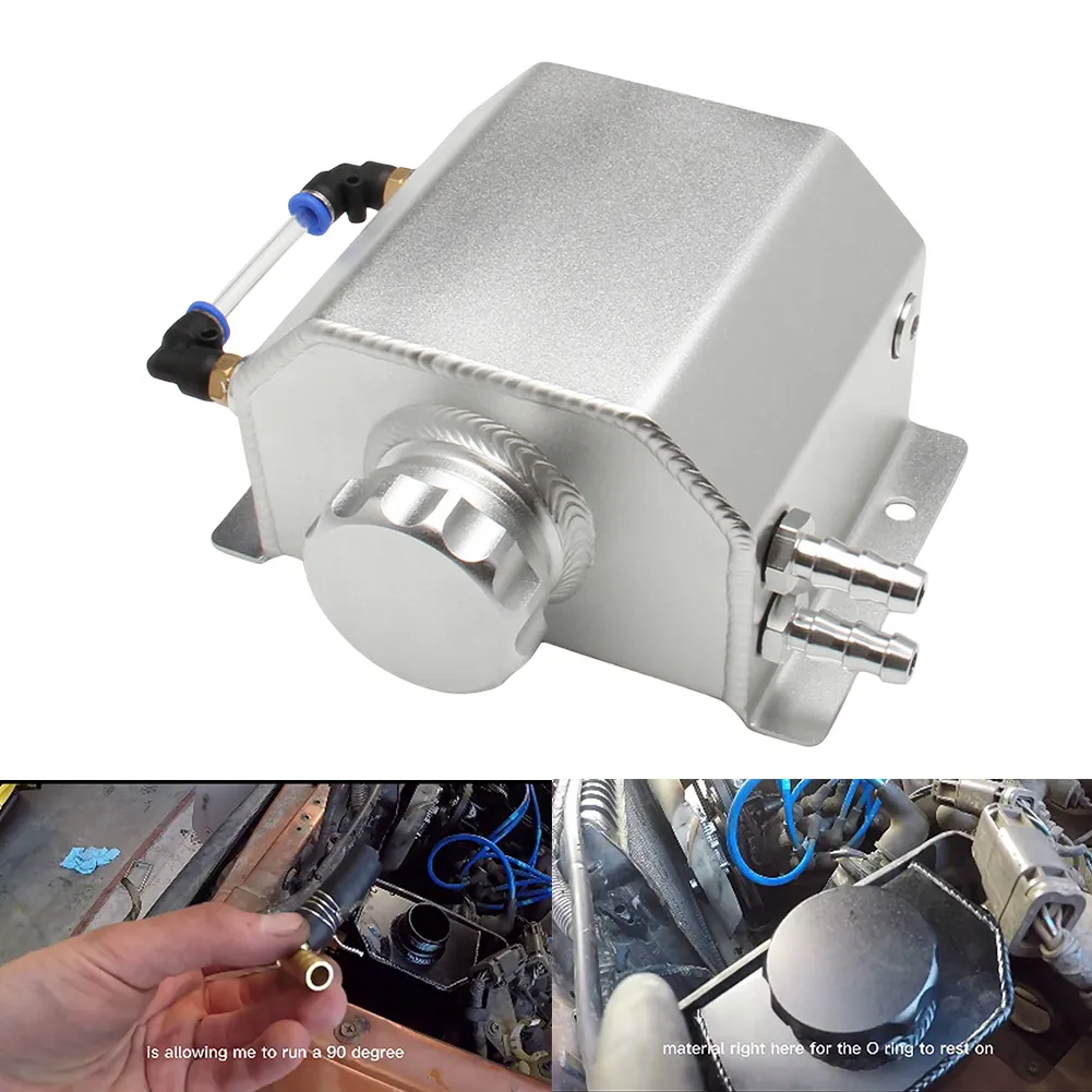Universal Aluminum Fuel Tank 1/2L Radiator Coolant Overflow Bottle ...