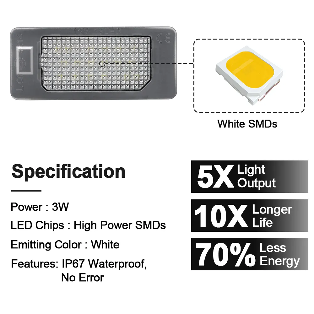 DHgate.com:2X LED License Plate Lights 63267165646 for BMW E46 E39 E60 ...