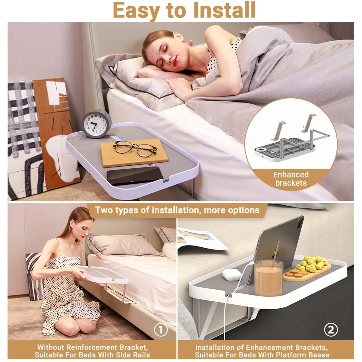 Under mattress bedside table store