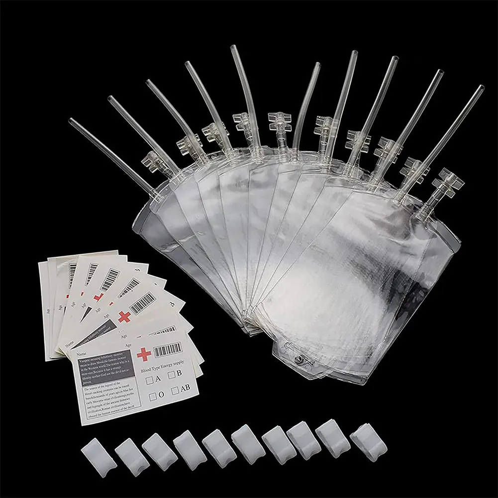 Halloween Blood Bags for Drinks - 10 Pack 350ML Vampire Cosplay Party ...