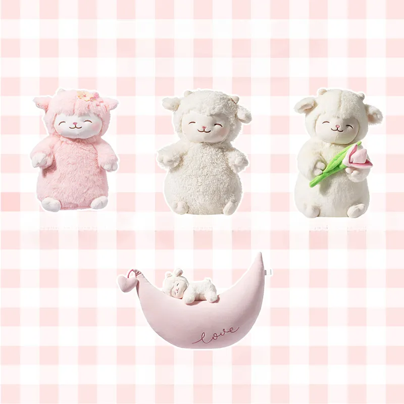 Soft Lamb Toy, Plush Sheep Doll With Cherry Blossom Accents, Warm White ...