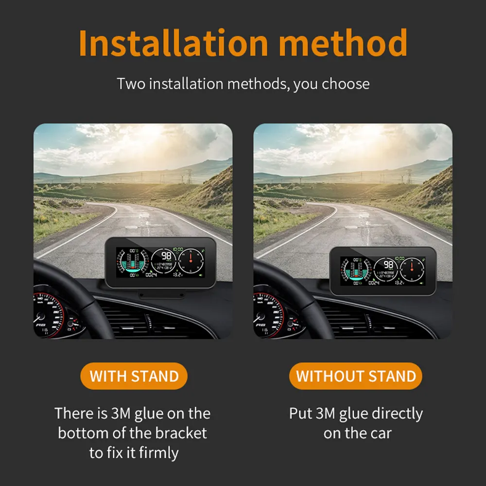 Car HUD Head Up Display: M60 Vehicle Level Meter, GPS Speedometer ...