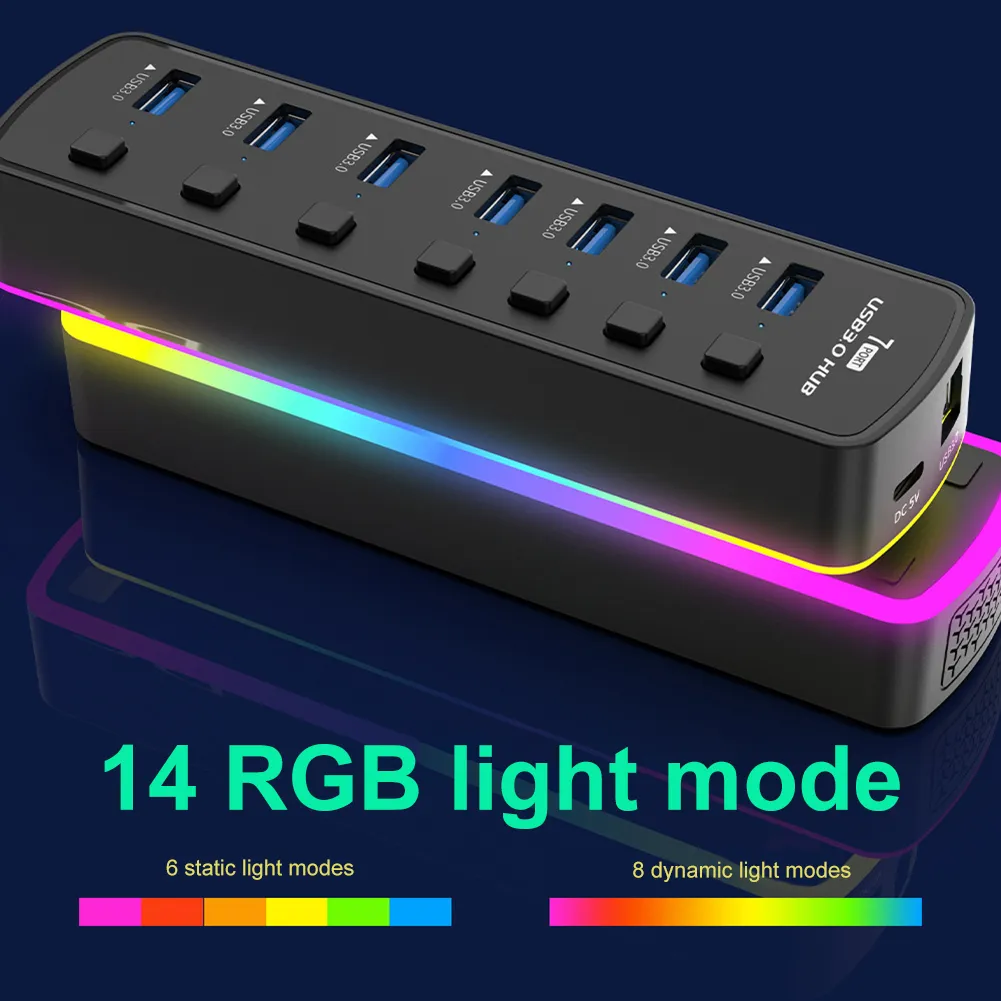 Brand USB 3.0 Hub 7 Port High Speed USB Splitter Adapter For Laptop And ...